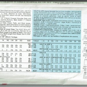 Top and Skirt Wrap Top Very Easy UNCUT 1980s Sewing Pattern Sizes 12 14 ...