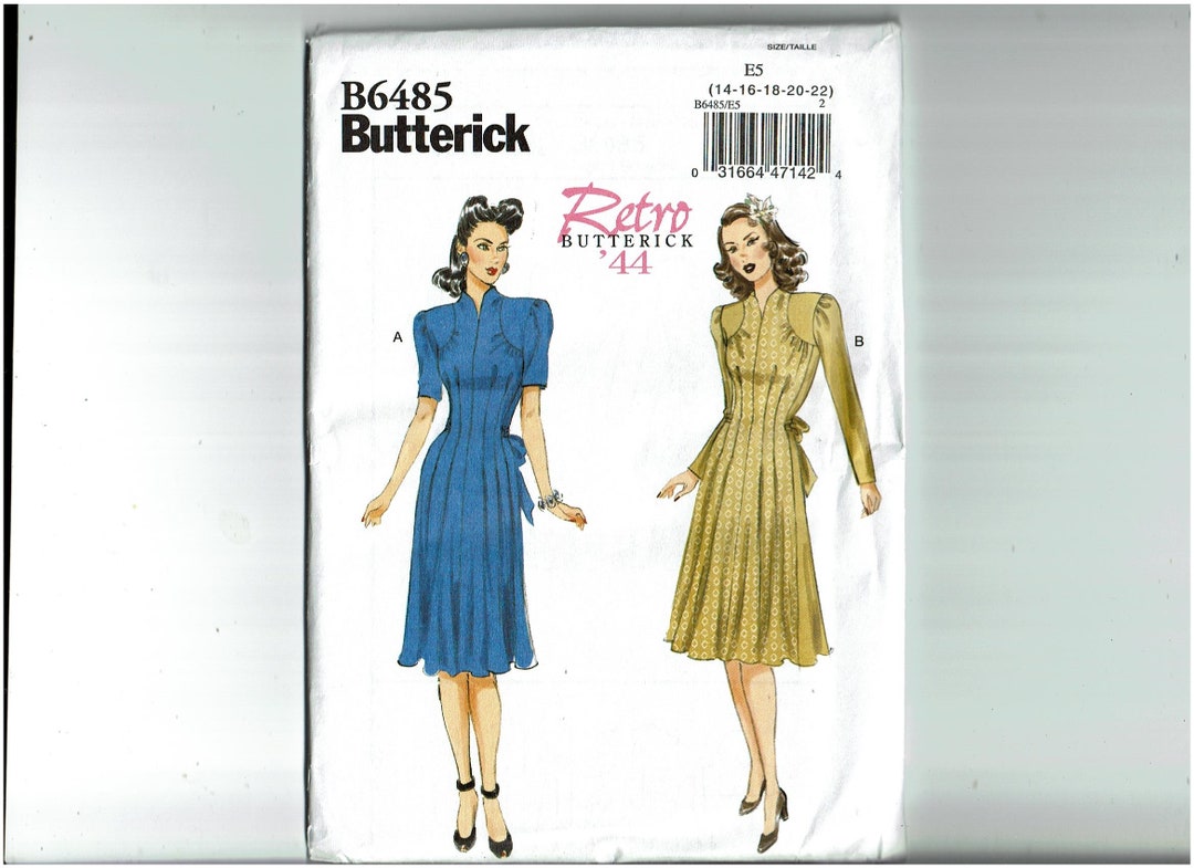 Butterick Retro Series 6485 1940s Inspired Sizes 6 8 10 12 14 or 14 16 ...