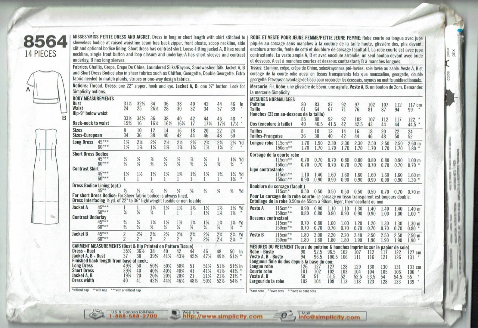 Jacket and Dress Uncut Sewing Pattern Sizes 8 10 12 Simplicity - Etsy