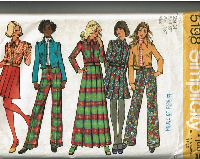 1970s Jacket, Pants and Skirt in 2 Lengths Size 14 Bust 36 Sewing ...