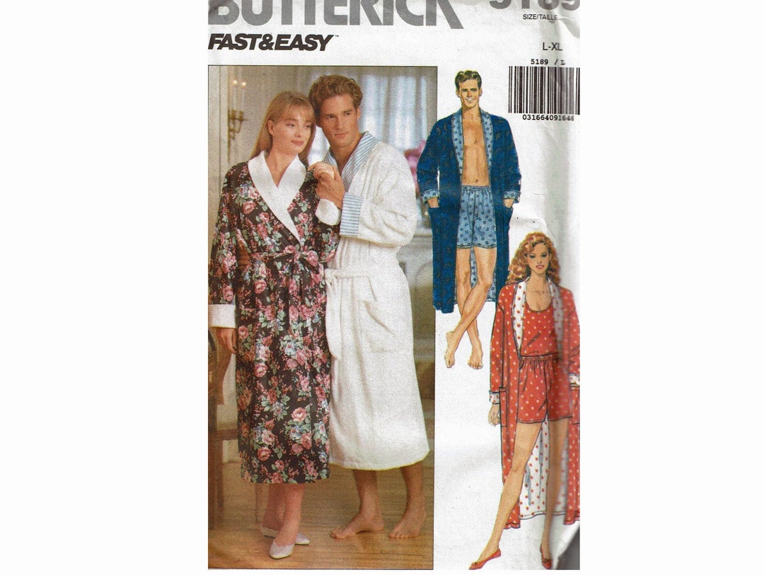 Easy to Sew Robe, Shorts and Misses Tank Top Unisex Loungewear UNCUT ...