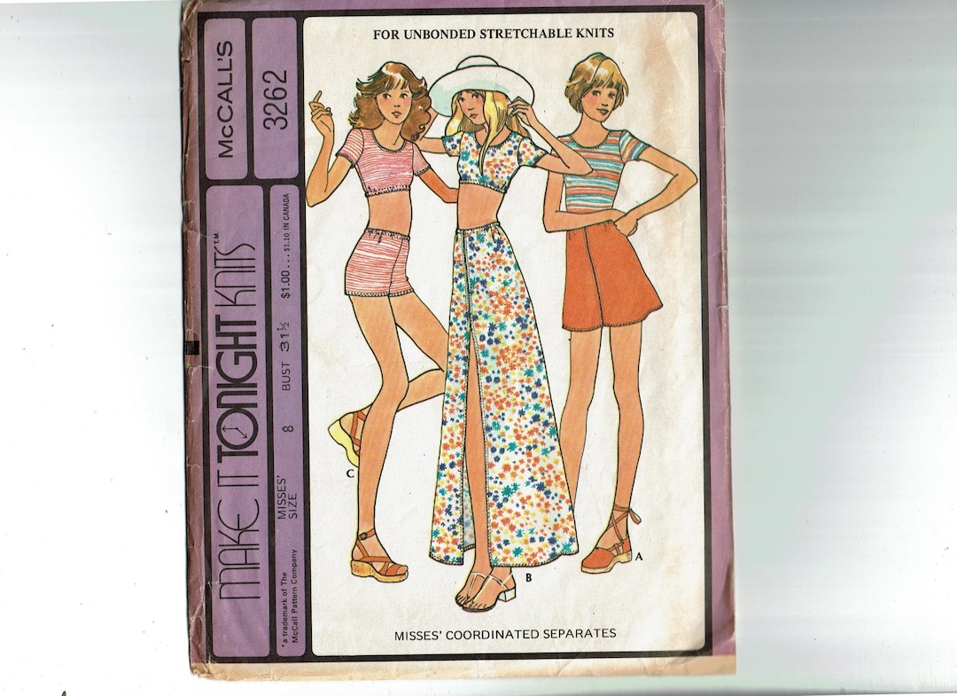 Top Mini Cropped Top Shorts and Skirt for Knits Sewing - Etsy