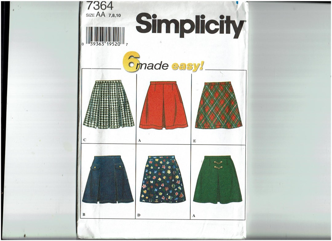 Girls Size 7 8 10 UNCUT Sewing Pattern 6 Made Easy Set of Skirts ...