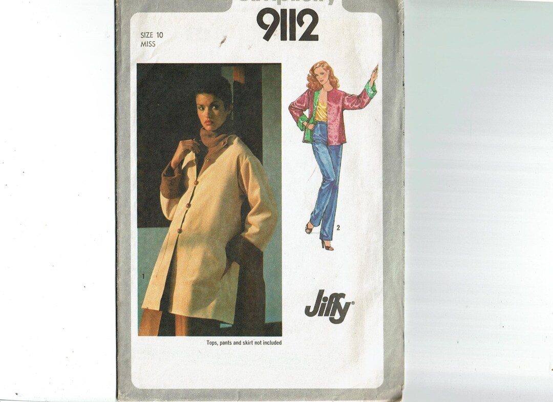 Jiffy Reversible Jacket in 2 Lengths Size 10 Sewing Pattern Simplicity ...