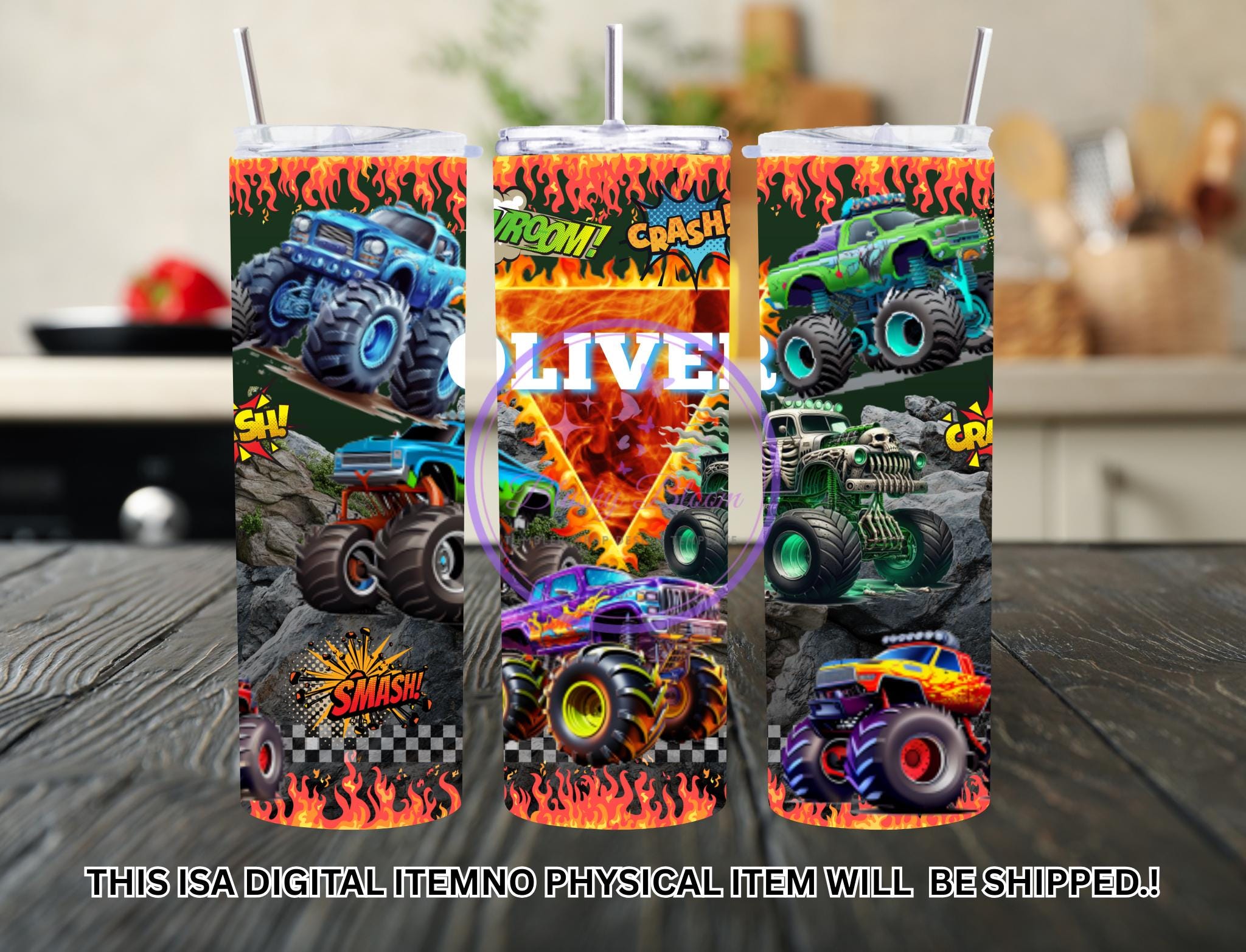 Monster Truck Skinny Tumbler Wrap PNG, 20oz Tumbler Wraps, Boys Tumbler ...
