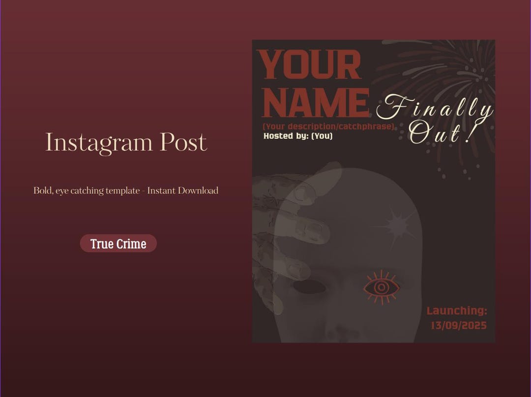 True Crime Instagram Post Template for Podcasters – Editable Digital ...