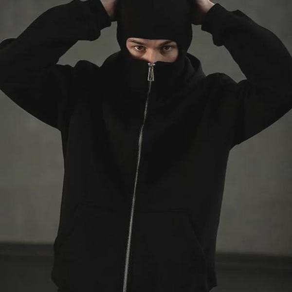 Full Zip Hoodie Over Face - Etsy