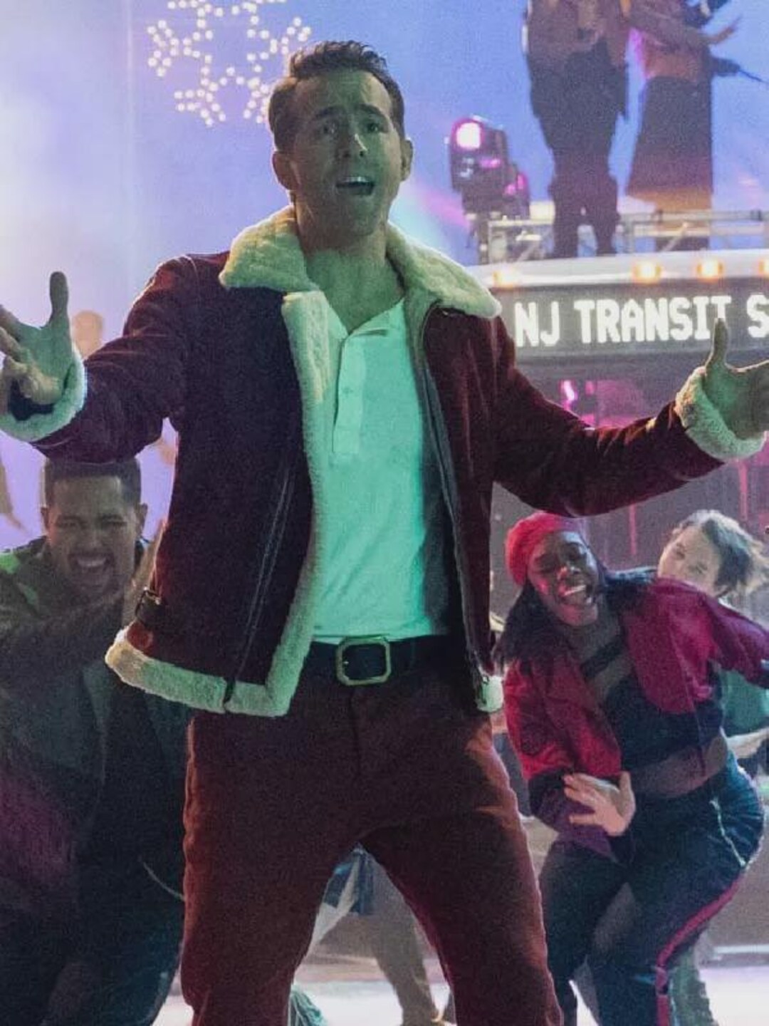 Ryan Reynolds Spirited Jacket: Clint Briggs Red Suede Shearling Coat - Etsy