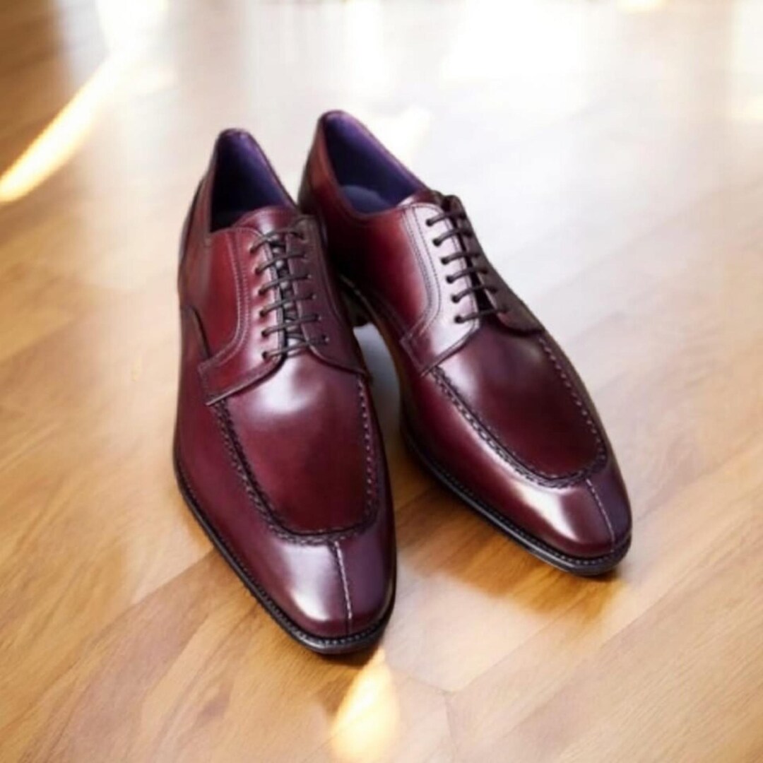 Handmade Maroon Leather Personalized Men's Oxford Shoe: Bespoke Lace up ...