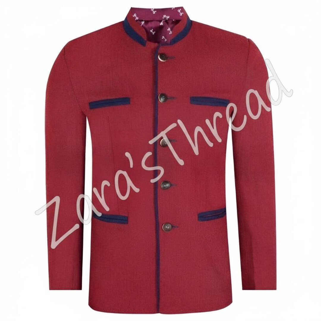Traditional German Jacket, Red Bavarian Tweed, Oktoberfest Attire, Made ...
