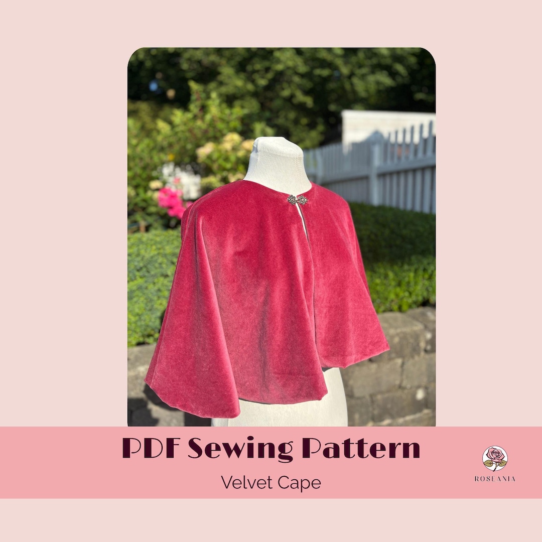 Velvet Cape Sewing Pattern PDF | Vintage Waist-length Capelet, Lined ...