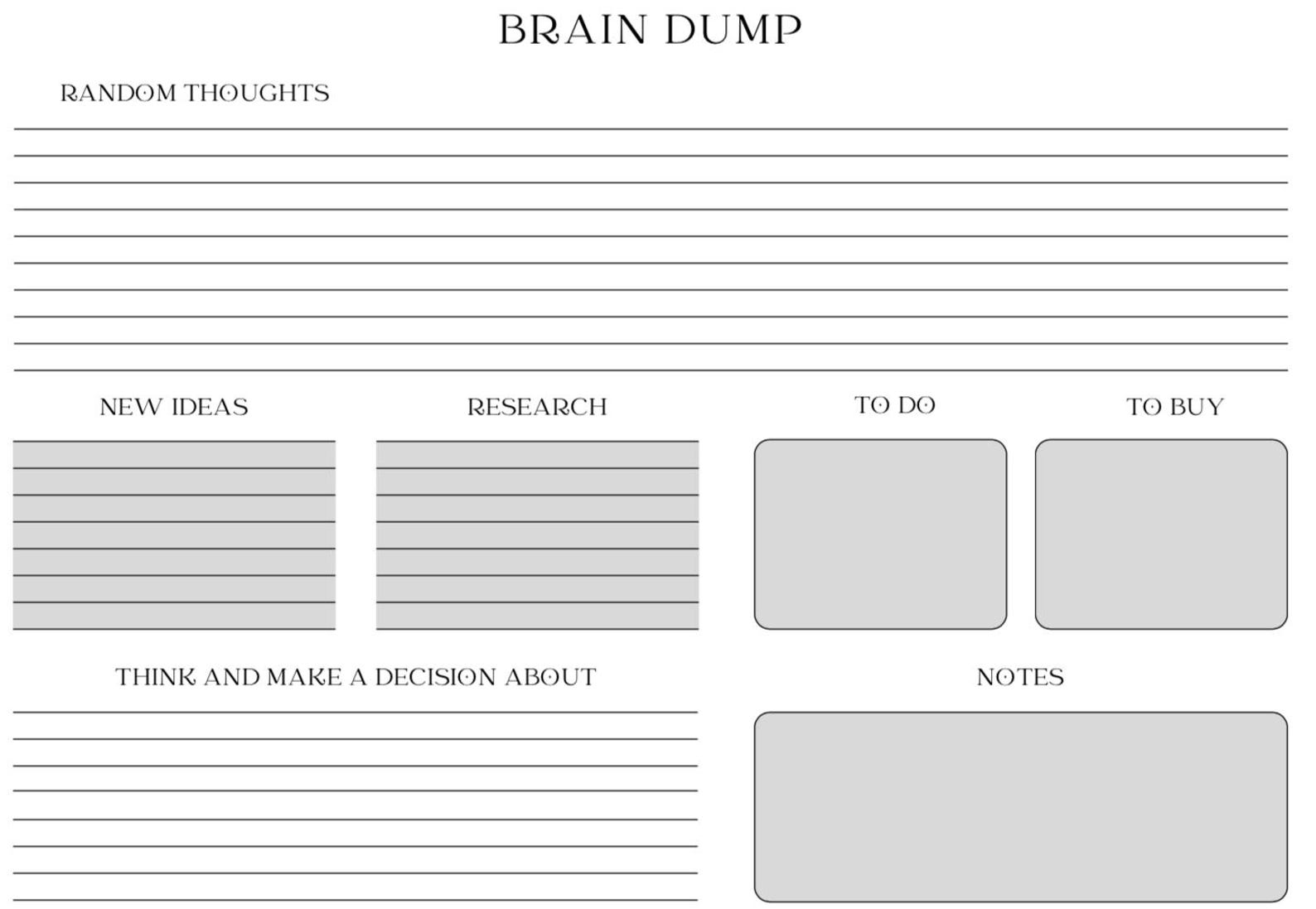 Printable Brain Dump Sheet - Etsy