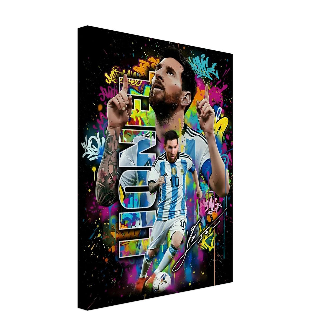 Signed Lionel Messi Graffiti Wall Art | Argentina GOAT Canvas Print ...