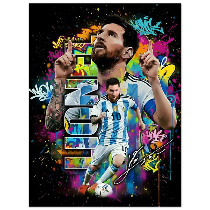 Signed Lionel Messi Graffiti Art | Argentina Soccer Print | Pop Art ...
