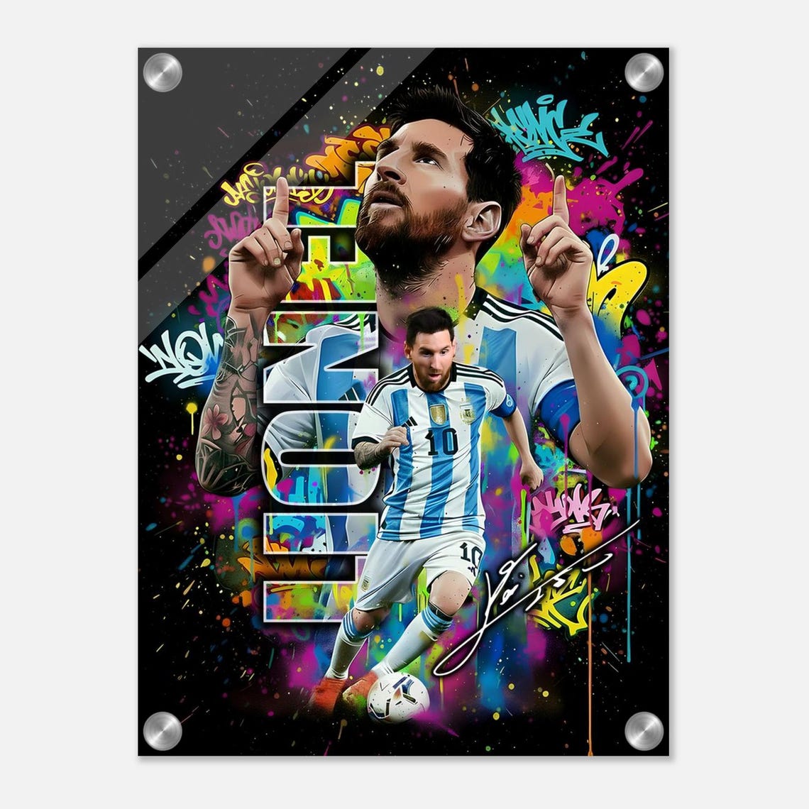Signed Lionel Messi Graffiti Wall Art | Argentina GOAT Canvas Print ...