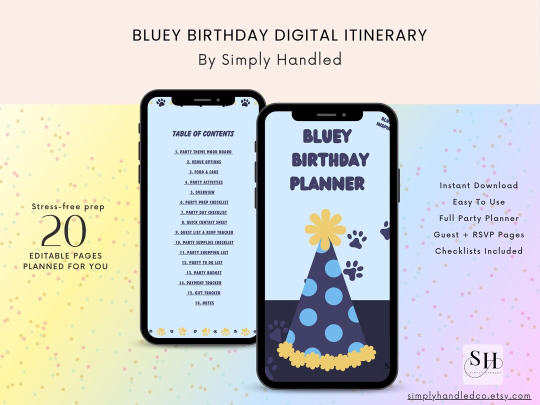 Bluey Birthday Party Planner | Kids Party Itinerary (instant Download ...