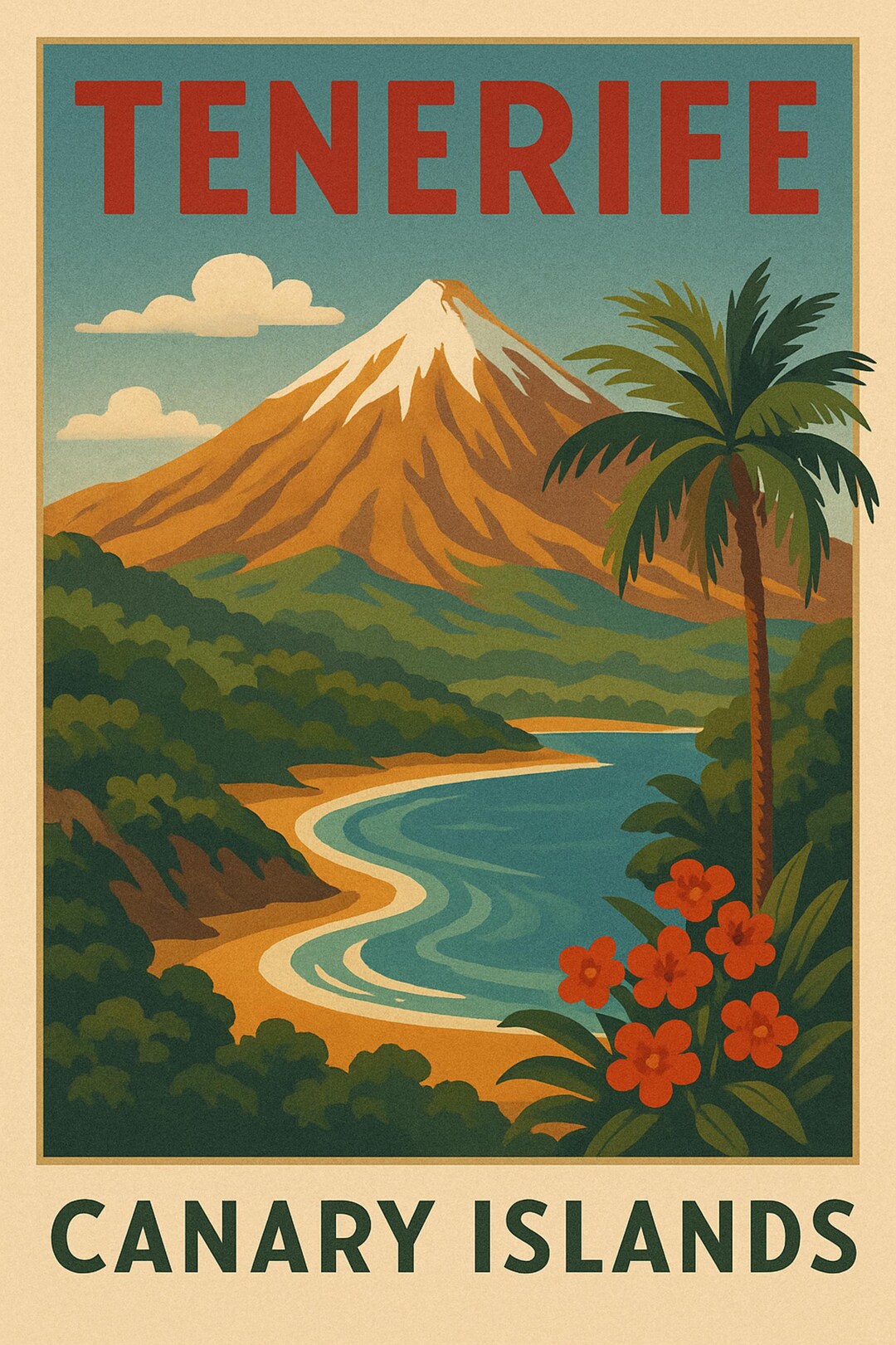 Vintage Tenerife Poster – Retro Digital Wall Art, Printable Travel Art ...