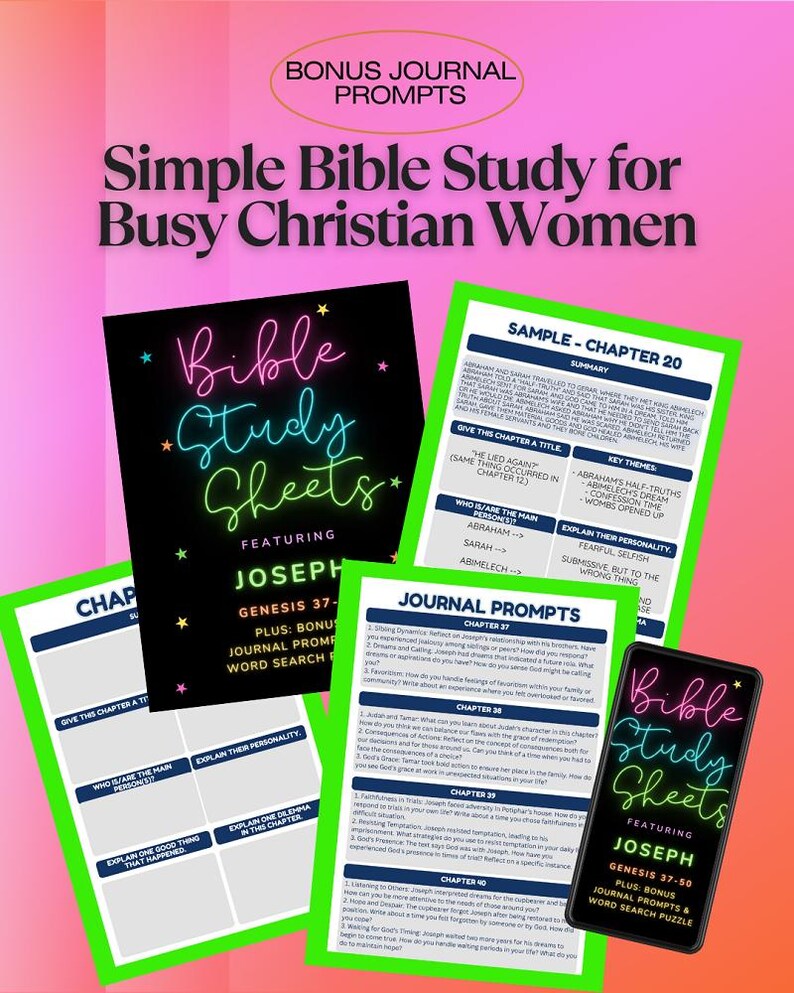 Joseph Bible Study Guide | Printable Lesson Journal Prompt | Scripture ...