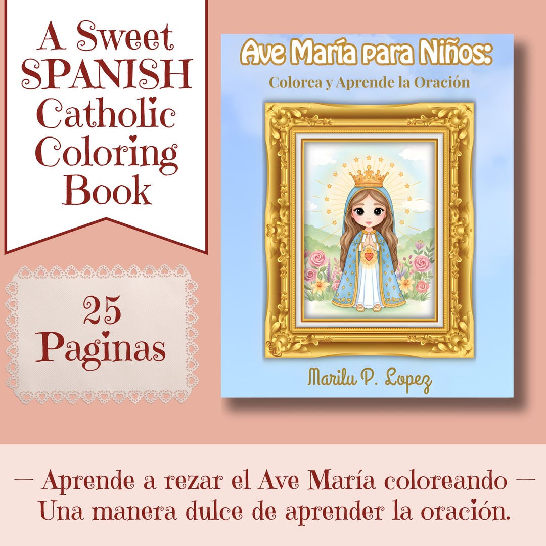 Ave Maria Coloring Book for Kids (spanish) | Catholic Prayer (digital ...