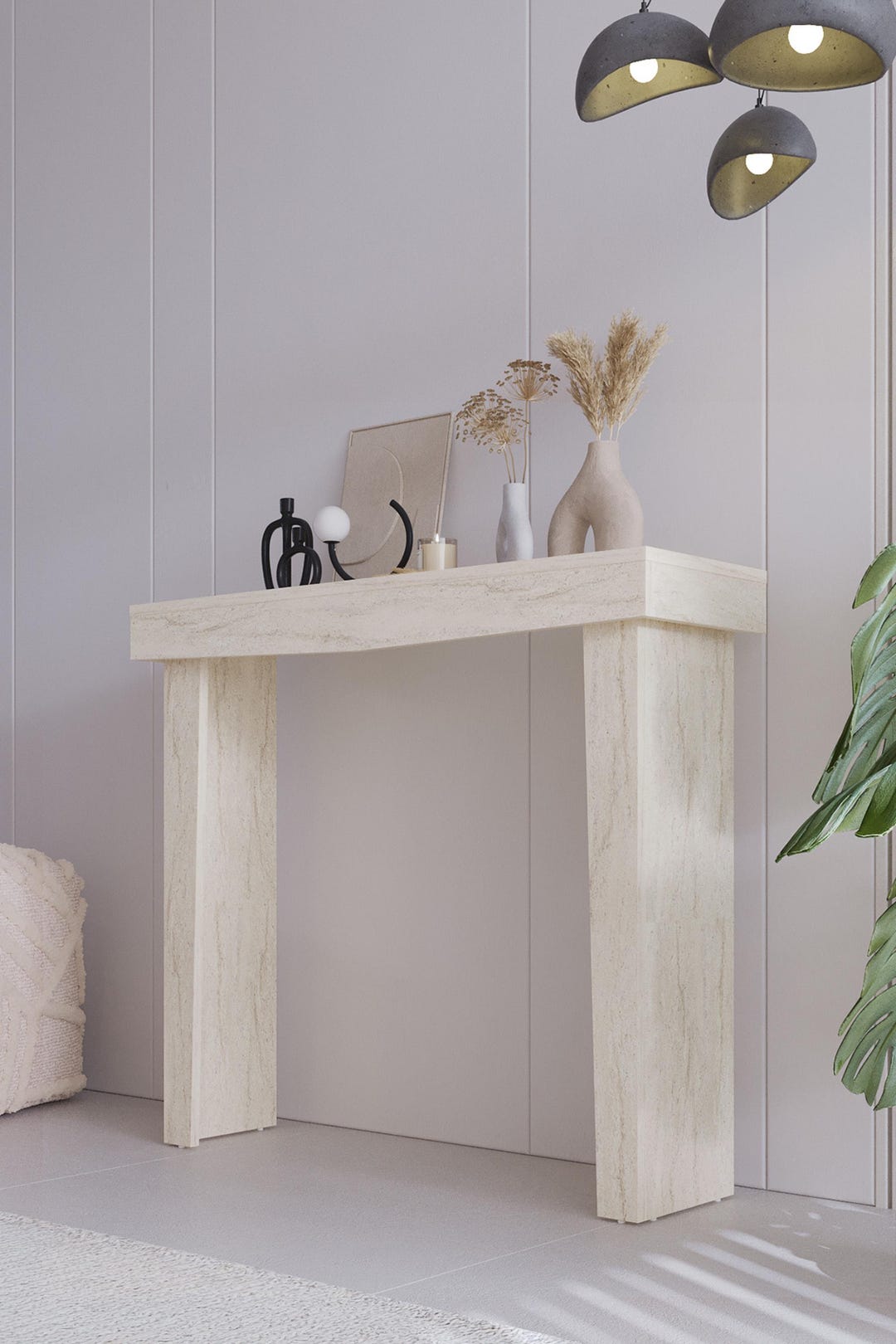 Scandinavian Console Table | Travertine Pattern Hallway Table | Modern ...