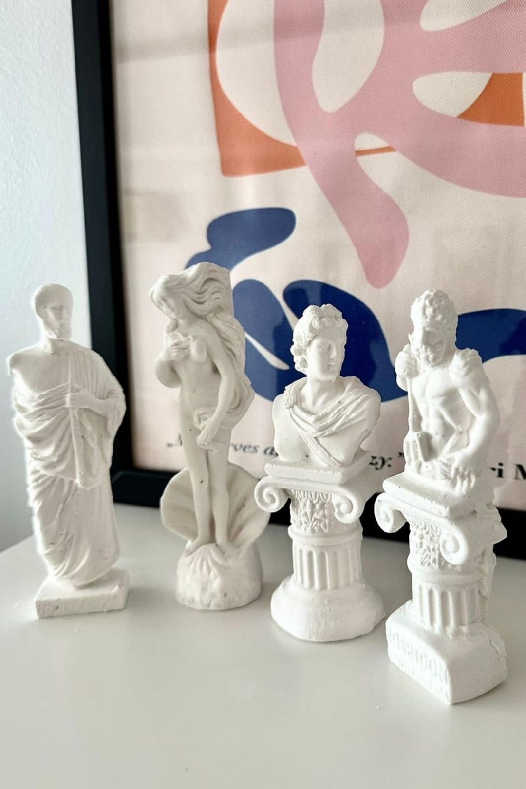 Greek Statue Set of 4 – Classic White Concrete Sculptures for Home ...