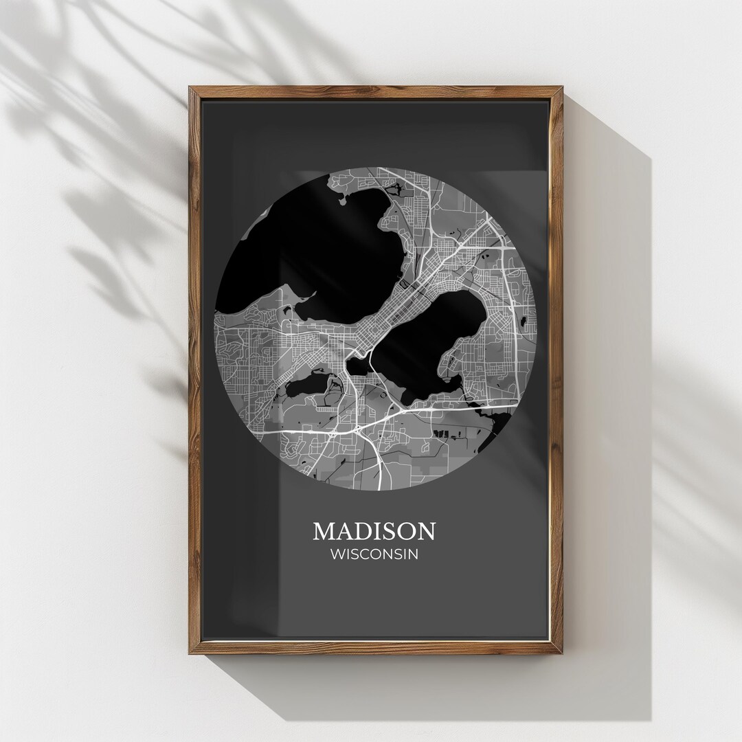 Madison Wisconsin Map (giclée Fine Art Paper Print) Minimalist City ...