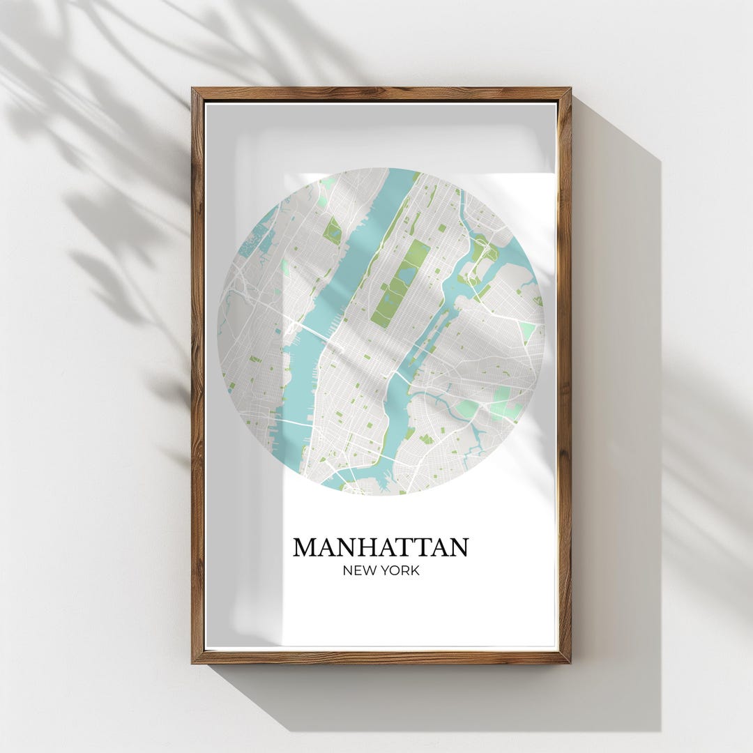Manhattan New York Map (giclée Fine Art Paper Print) NYC Minimalist ...
