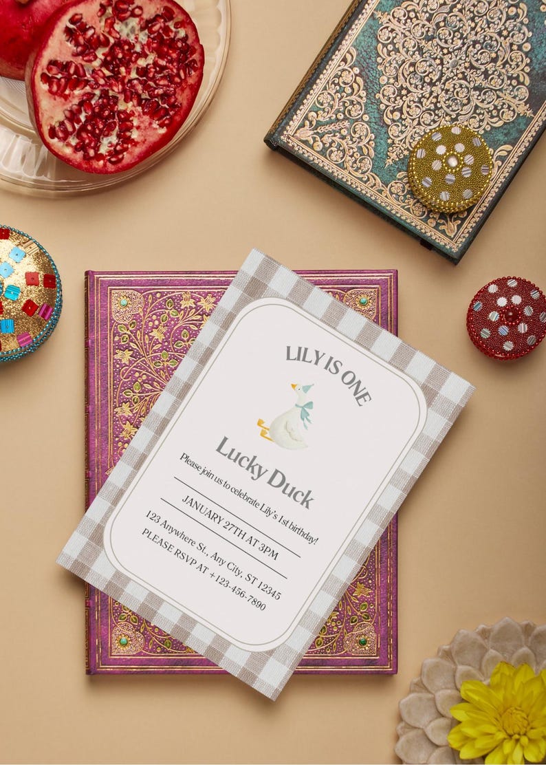 One Lucky Duck Birthday Invitation - Etsy