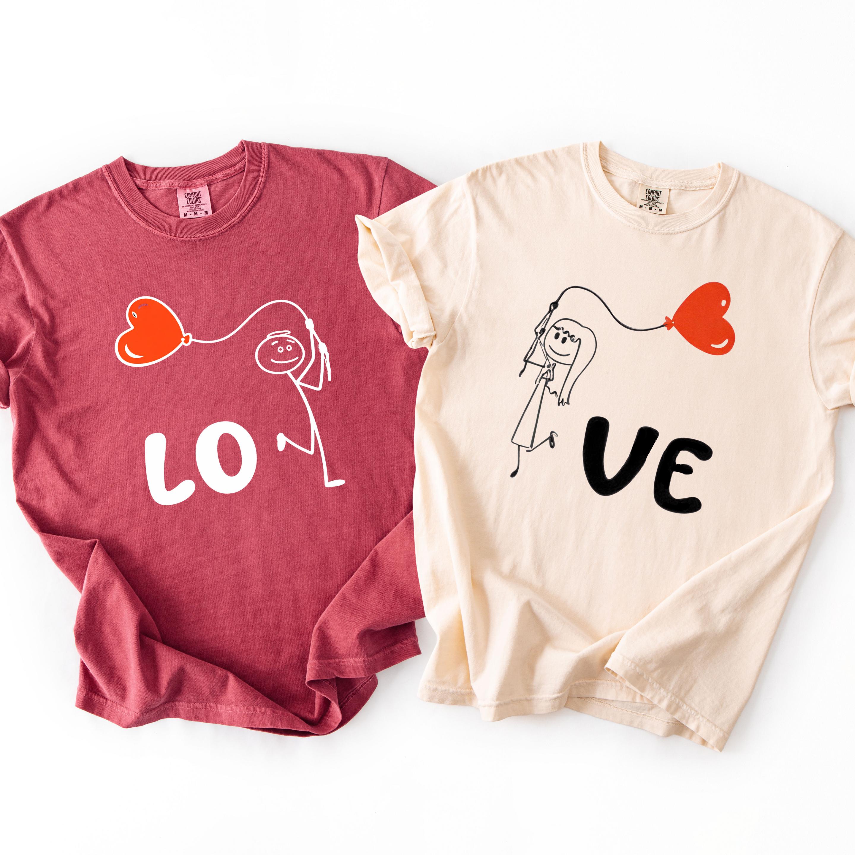 Love Balloon Couple T-shirt: Matching Valentine’s Day Tee for Lovers - Etsy
