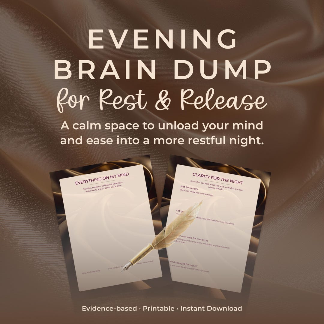 Evening Brain Dump Printable for Women | Night Reflection Worksheet ...