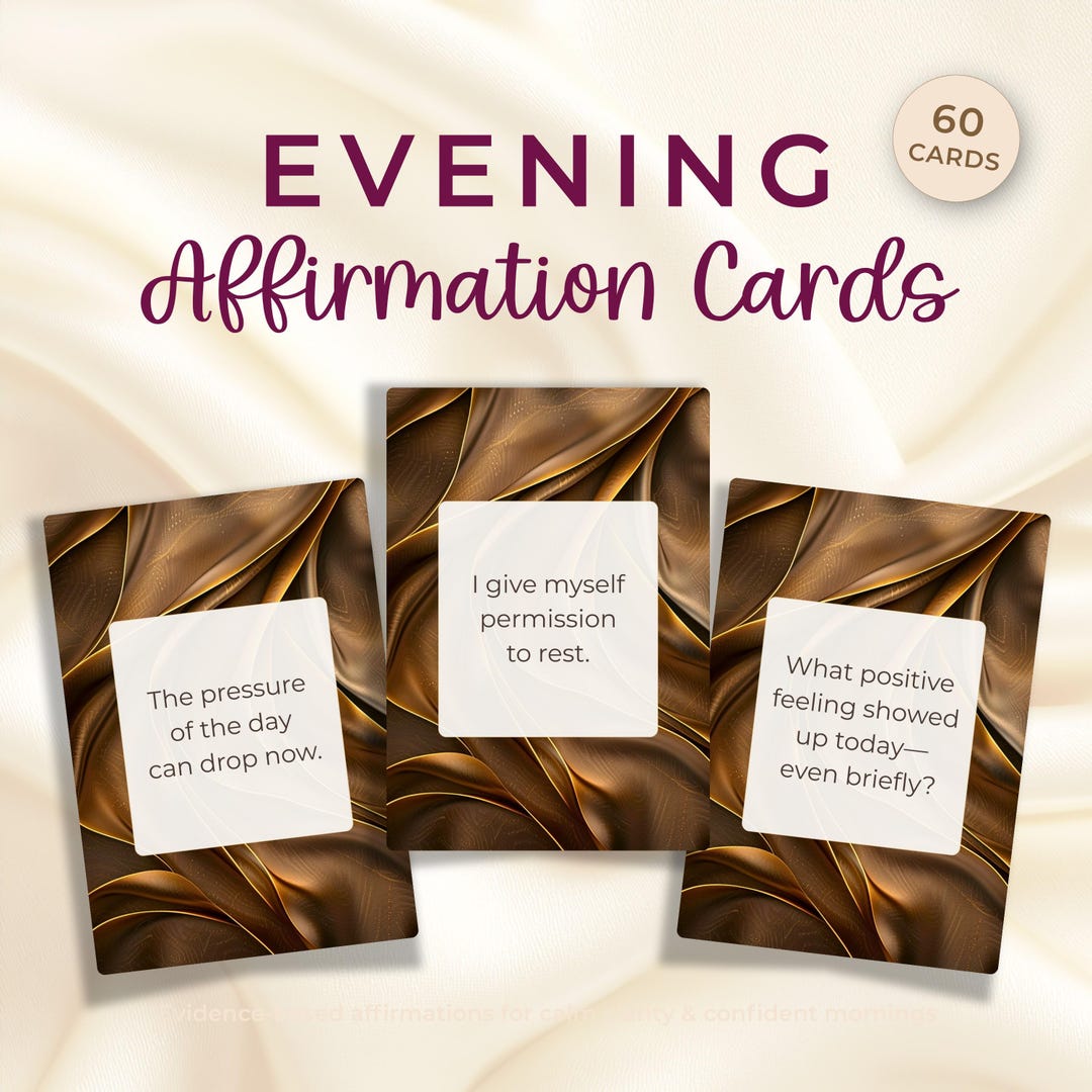 Evening Affirmation Cards Printable — 60 Calming Night Messages for ...