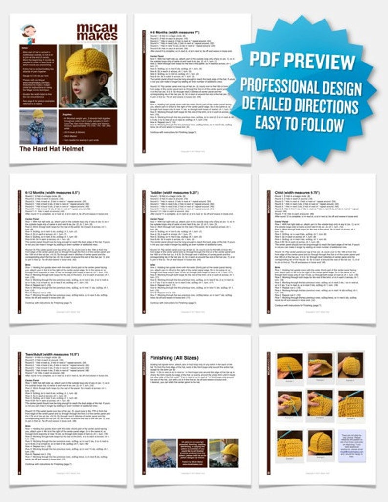Hard Hat Helmet - Crochet Pattern - Permission to Sell Finished Items ...