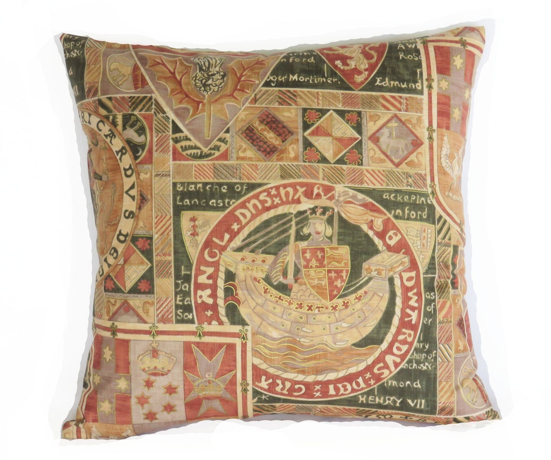 Medieval Heraldry Pillow Cover in Terracotta Teal Rose - Etsy