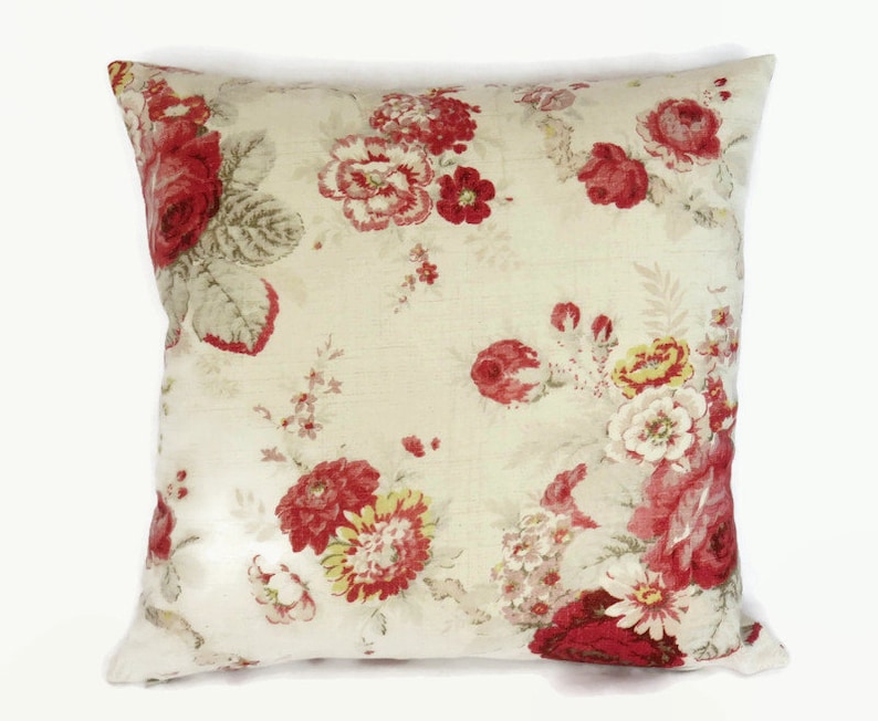 Waverly Norfolk Rose Pillow Cover, 17" Square, Farmhouse Floral in ...