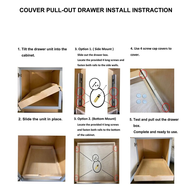 Installation-ready Soft-close Slide-out Wood Drawer Organizer, 28.5 ...
