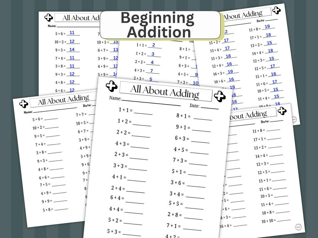 Addition Practice Problems Worksheets | Answer Keys | Beginner Level ...