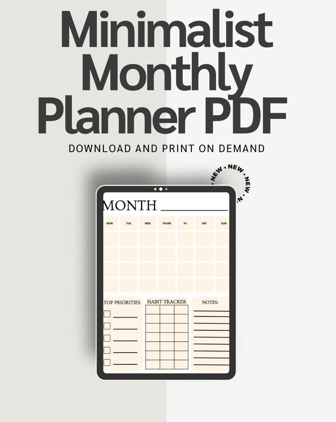Monthly Planner PDF: Habit Tracker, Priorities & Notes - Printable US ...