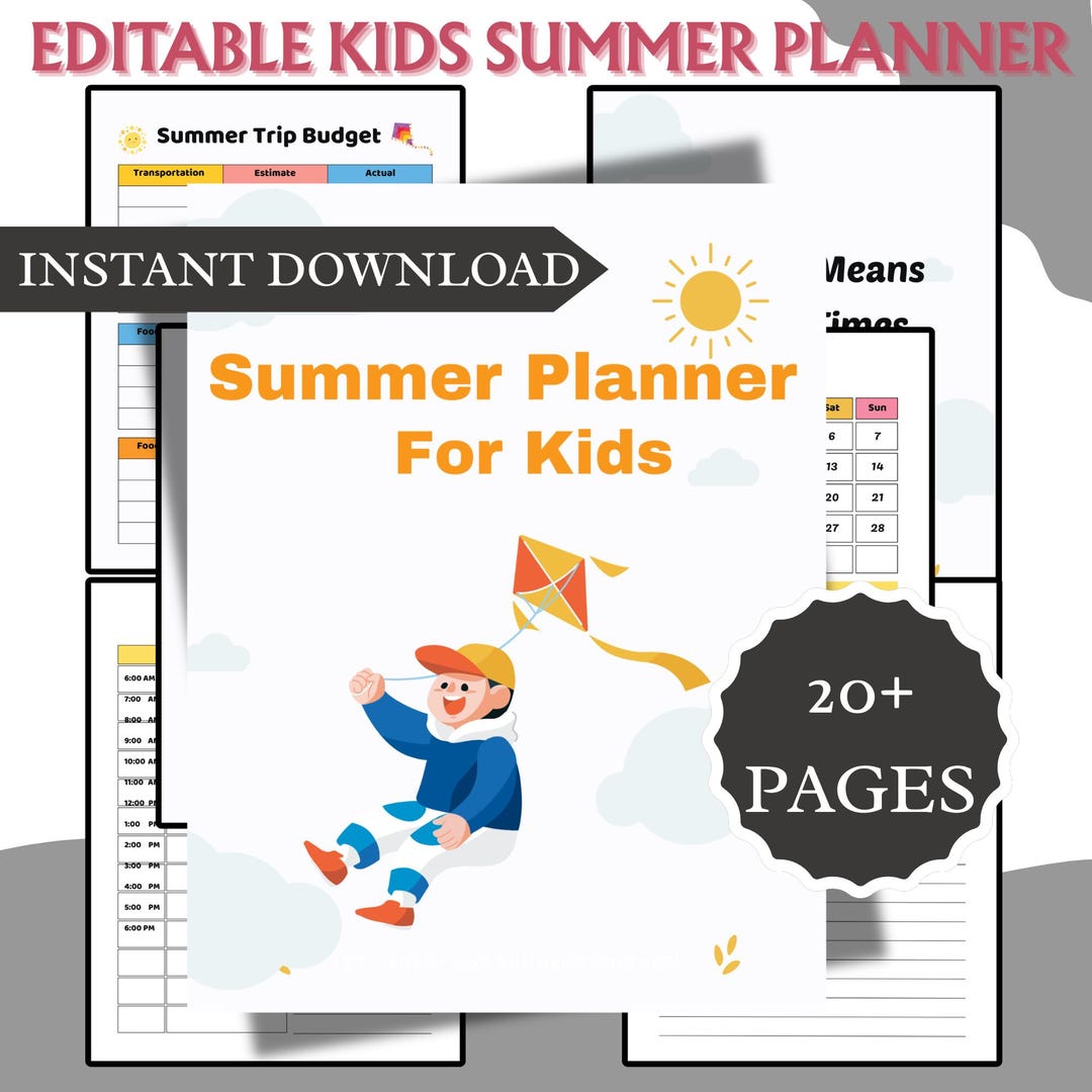 Editable Kids Summer Planner: Printable Activity Schedule (PDF) - Etsy UK