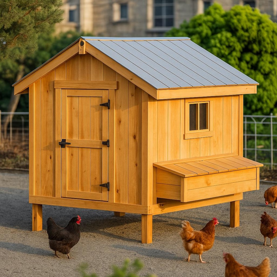 Modern 8x8 Chicken Coop Build Plan: Nesting Box, DIY Farmhouse Design ...