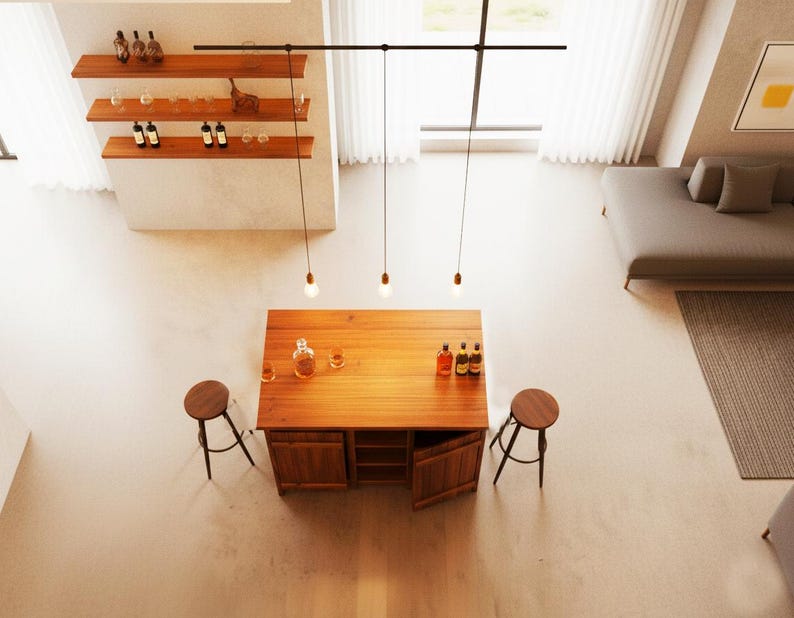 Indoor Home Bar & Storage Plans | Large DIY Kitchen Island Bar Counter ...