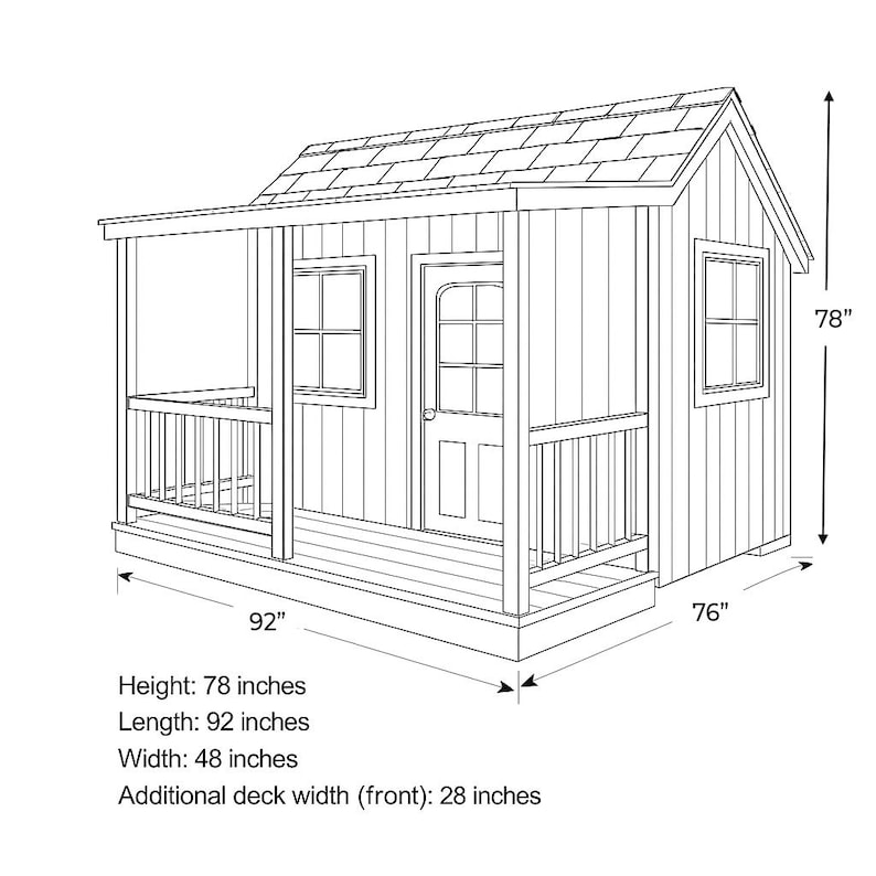 Cozy Playhouse Plan: Outdoor Playhouse With Porch (PDF Download) - Etsy