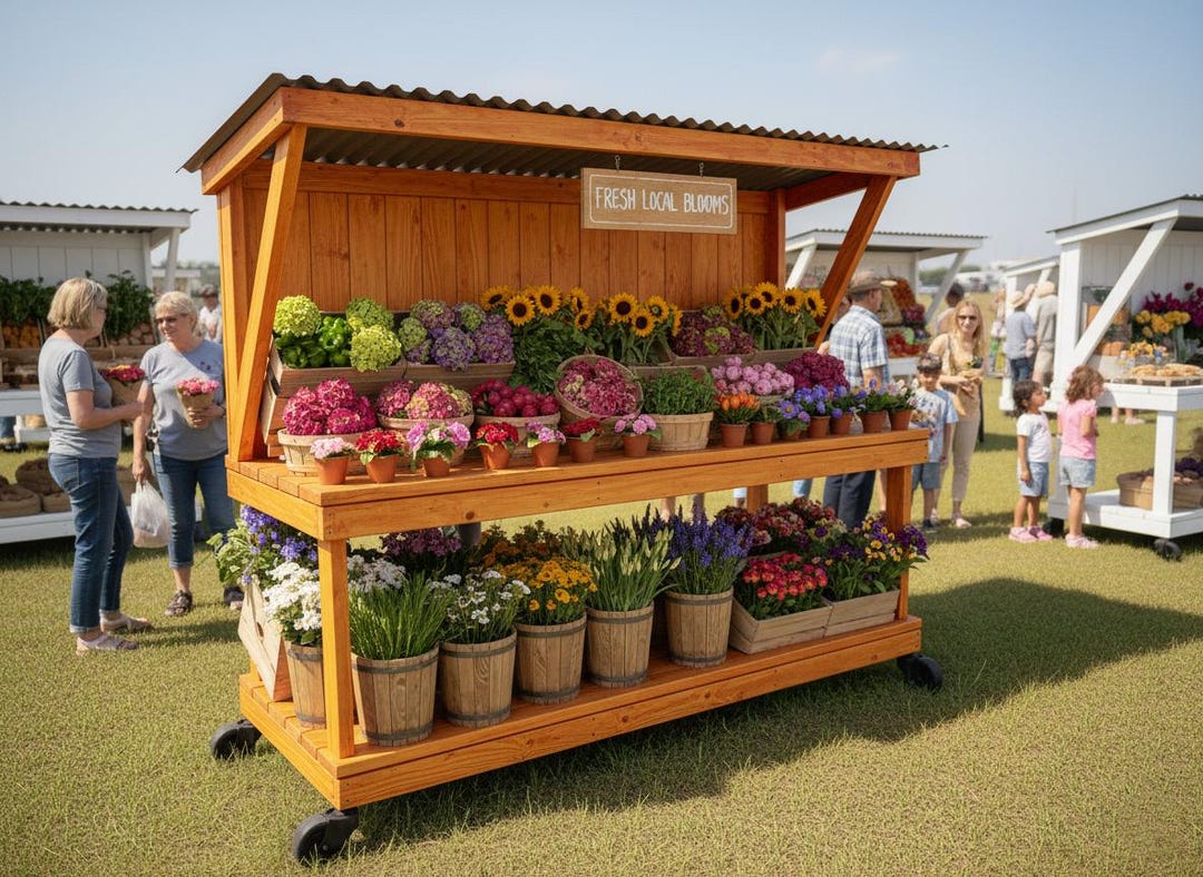 Farm Stand Build Plan | Rustic Mobile Flower Cart (digital Download) - Etsy