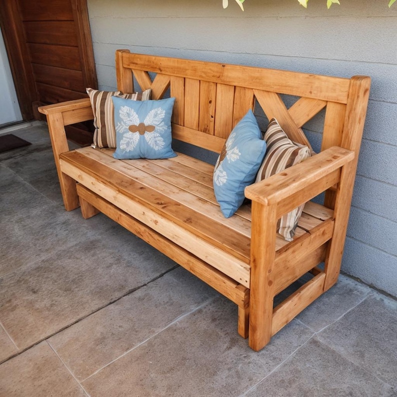 DIY Garden Bench Woodworking Plans: Outdoor Porch Swing Glider Bench ...