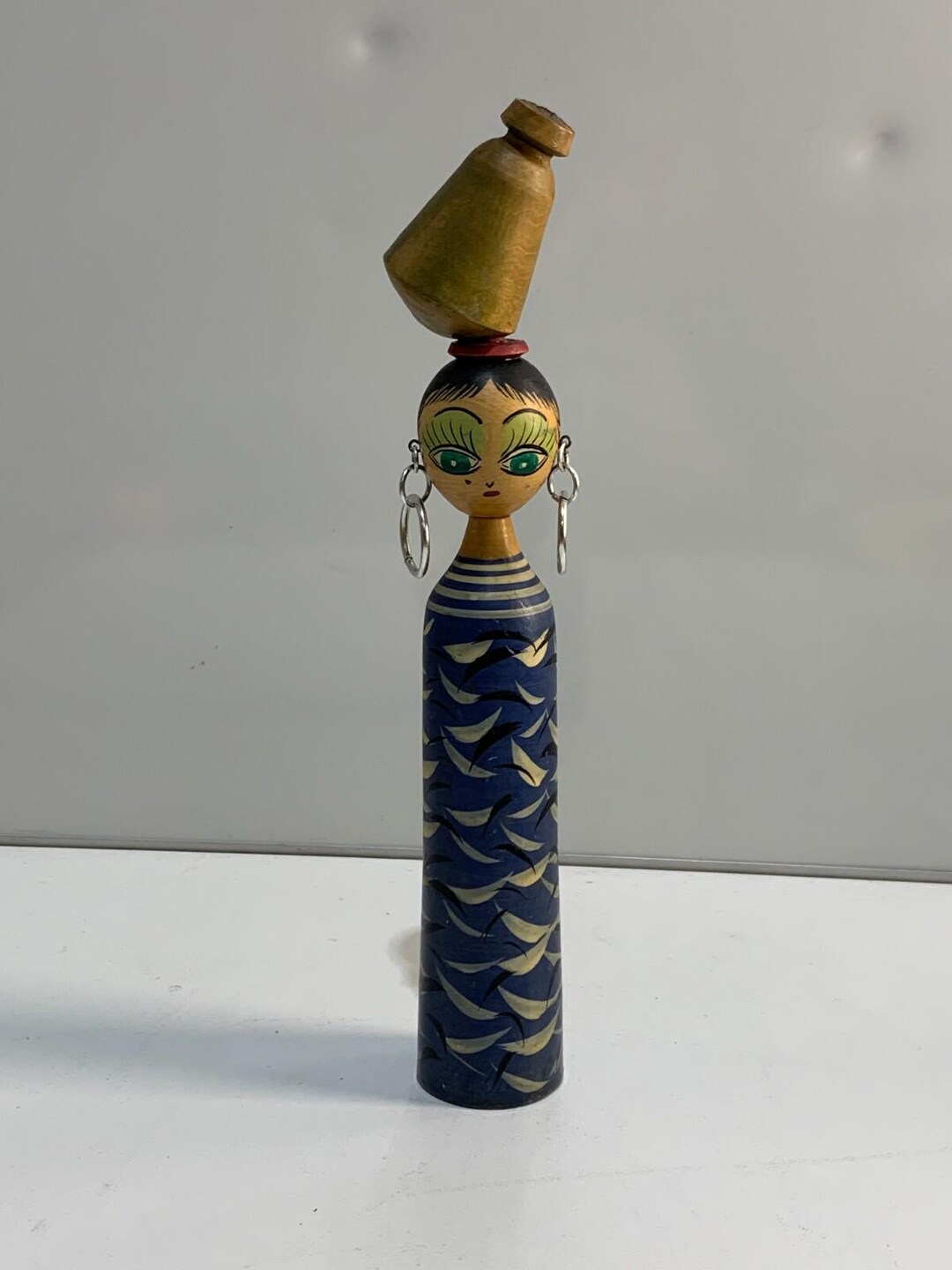 Vintage Middle Eastern Hand Painted Wood Spindle Doll | Folk Art ...