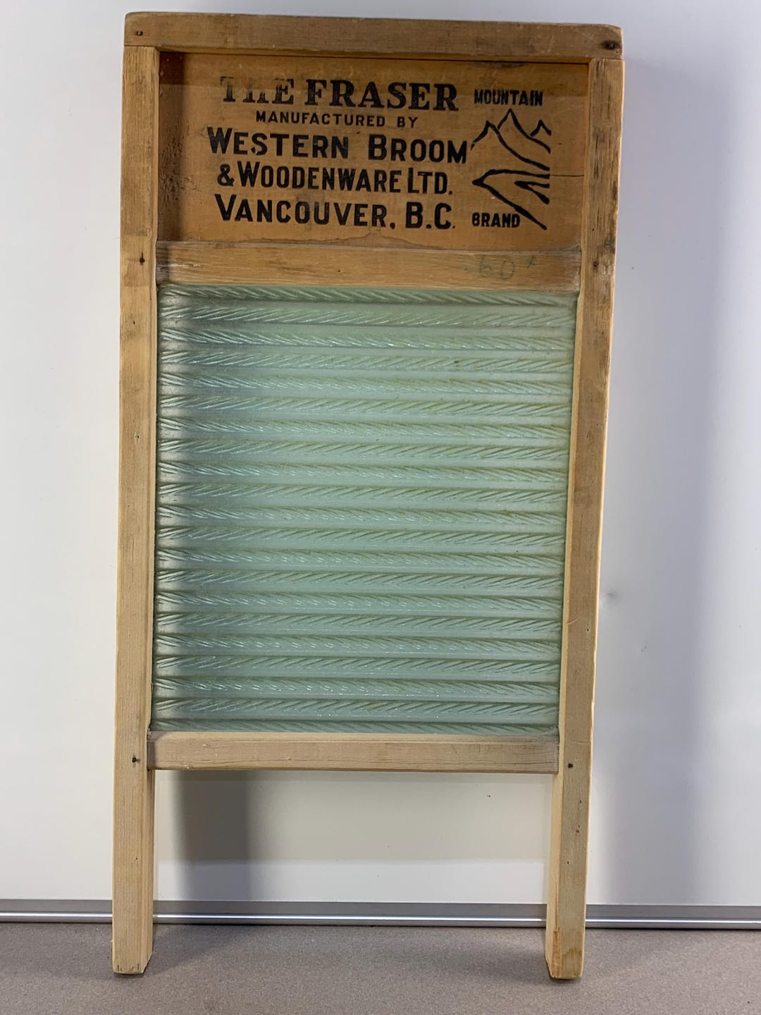 Antique "the Fraser" Washboard: Green Glass Scrub Board, Mountain Brand ...