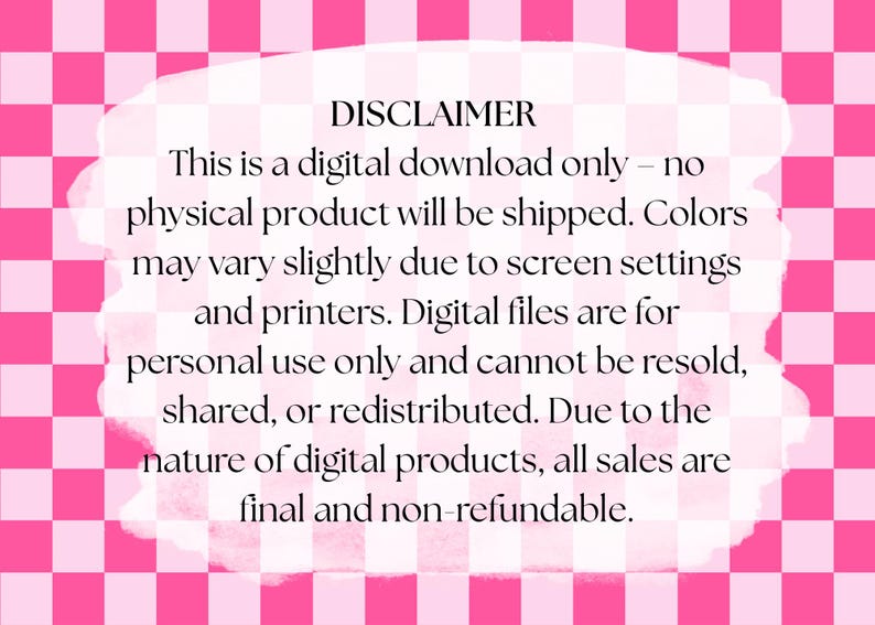 Digital Cake Care & Thank You Card Bundle | Retro Checkered Print ...