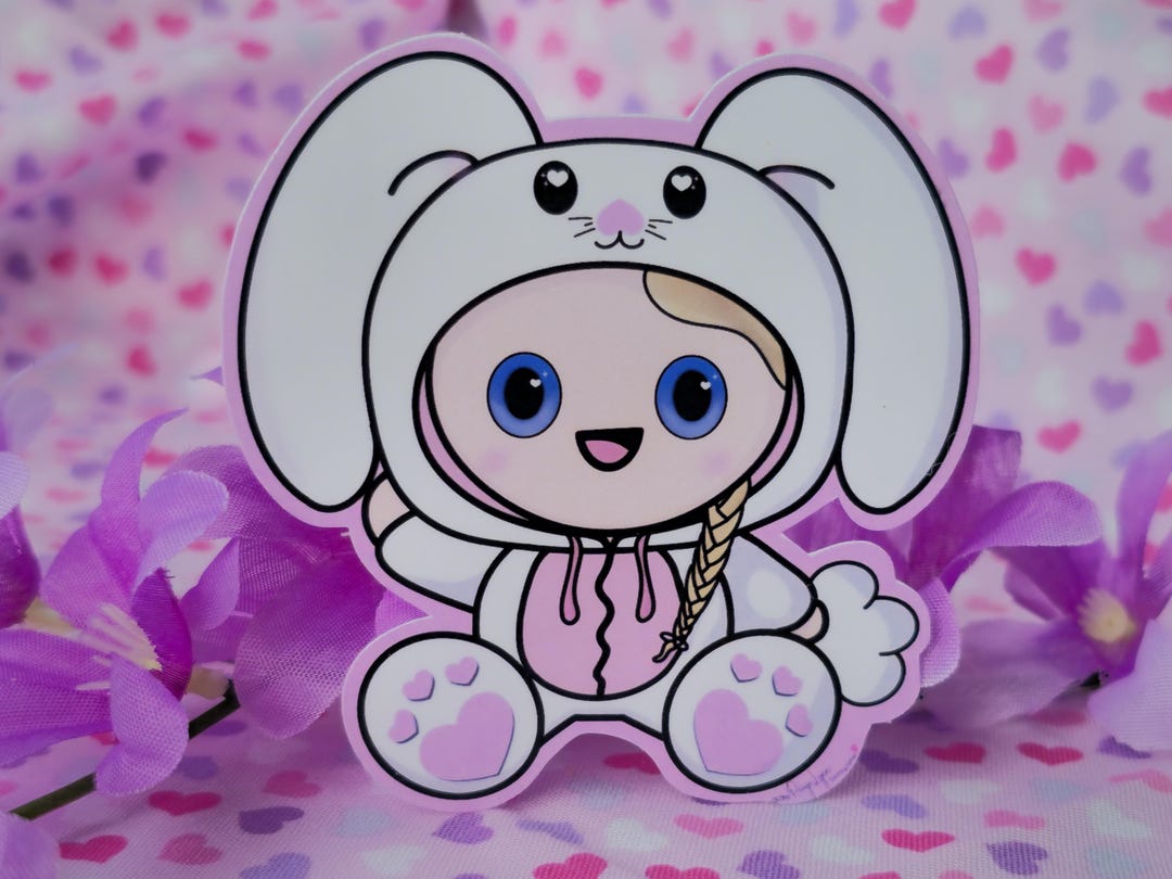 Kawaii Bunny Girl Sticker | Cute Bunny Vinyl Decal | Water Resistant ...