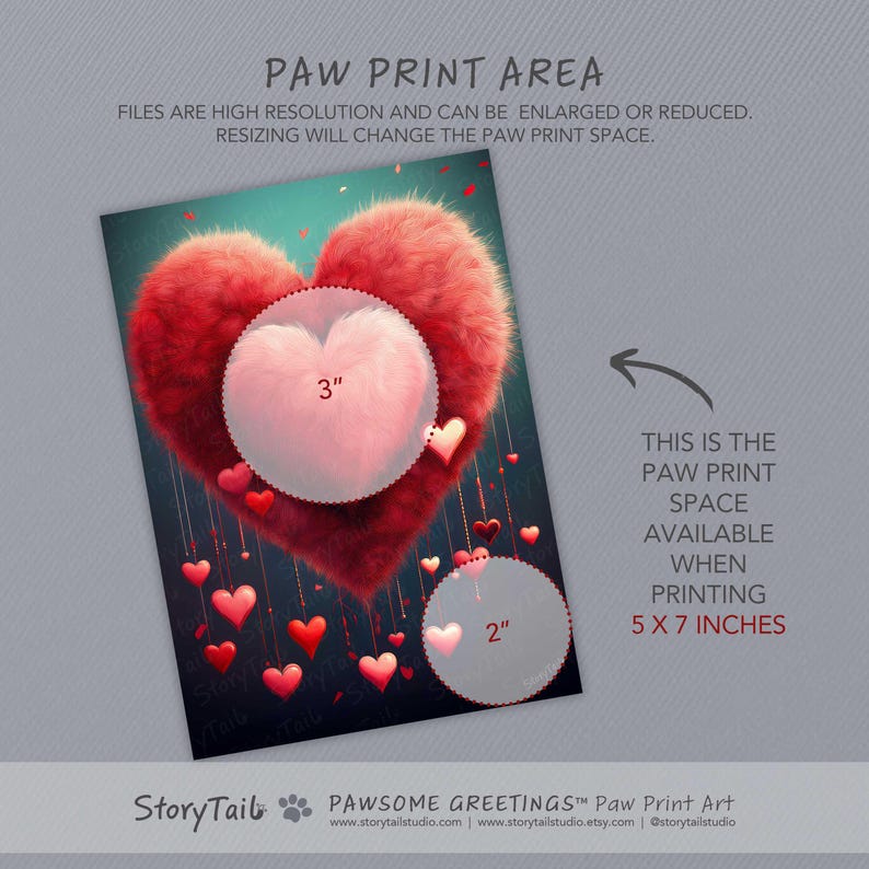 Furry Hearts Paw Print Art Template | Valentine’s Day Anniversary ...