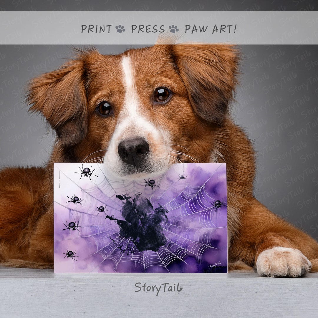 Cobweb Spider Paw Print Card Template | DIY Halloween Pet Craft ...