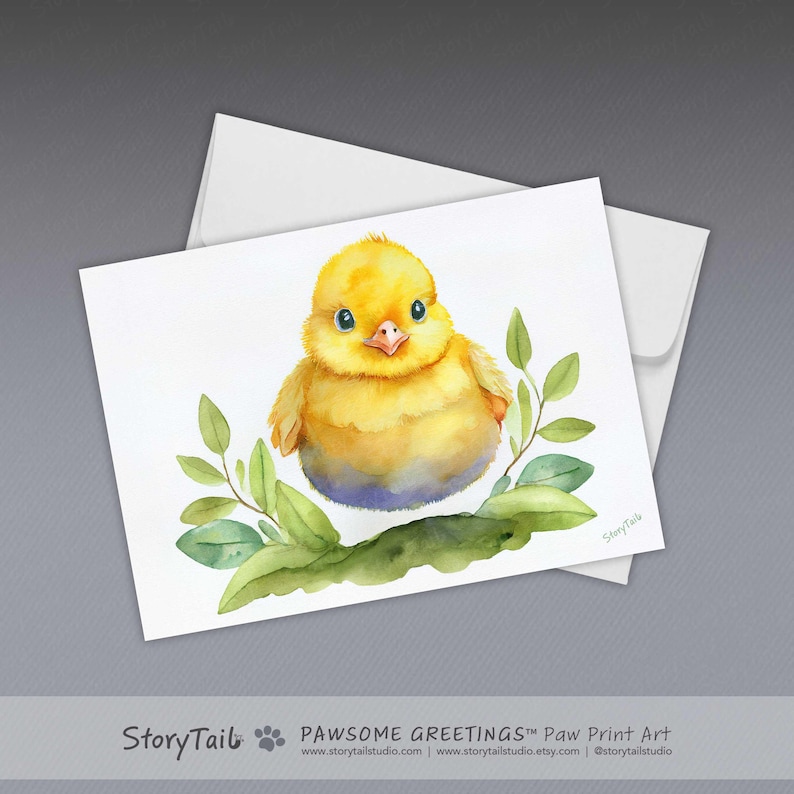 Easter Chick Paw Print Greeting Card Template | Spring Printable Pet ...